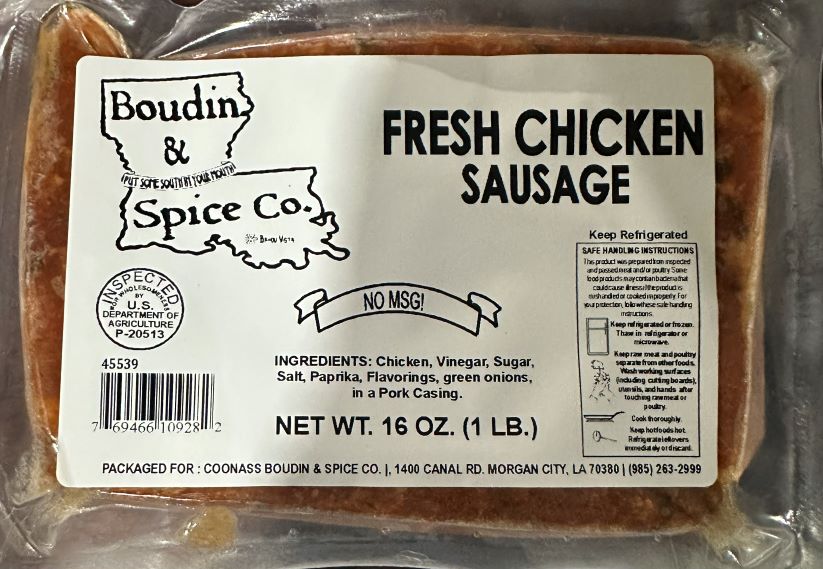 Fresh Chicken Sausage 1lb - Lean Louisiana Cajun Sausage | High Protein ...